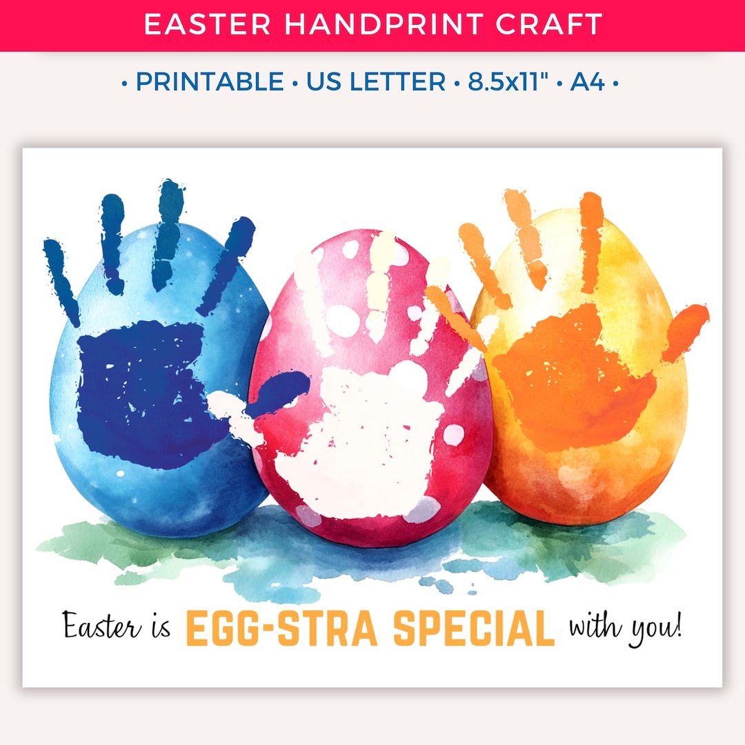 Easter Handprint Art, Easter Egg DIY Printable Craft for Kids, Toddler ...