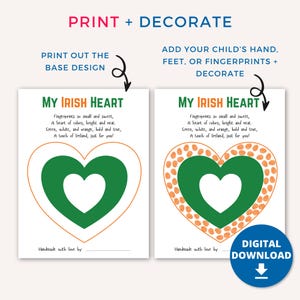 St Patricks Day Handprint Craft, DIY Printable Art for Kids, Toddler ...