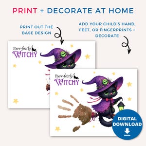 Halloween Witch Handprint Art, Halloween Handprint Craft Printable for ...