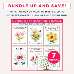 Printable Mothers Day Handprint Art, Footprint Fingerprint Craft Gift ...