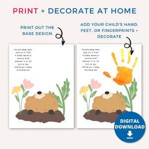 Groundhog Day Handprint Printable Craft, Groundhog Day Craft Activity ...