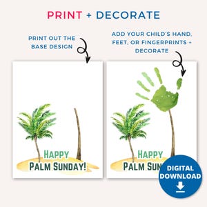 Palm Sunday Handprint Art Craft, Printable Palm Sunday Craft for Kids ...