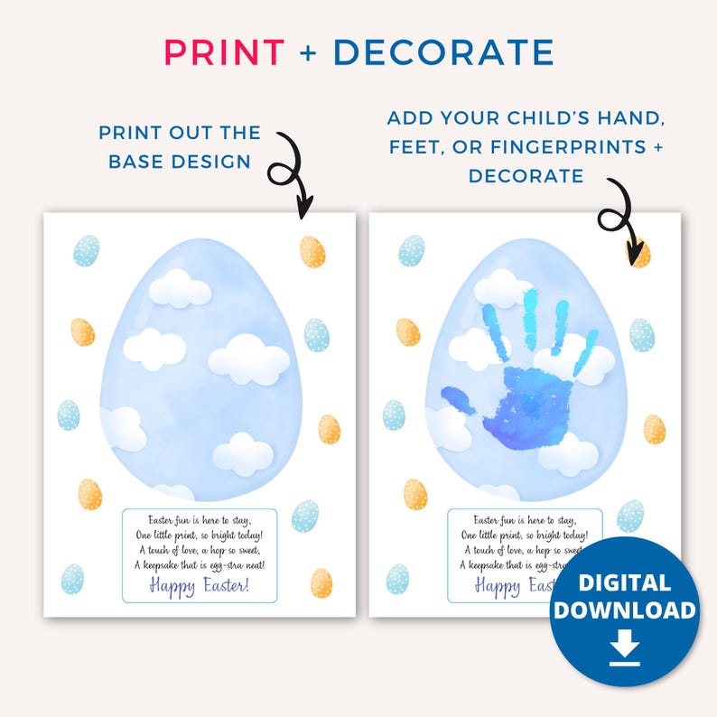 Easter Handprint Craft, Printable Easter Egg Handprint Art for Kids ...