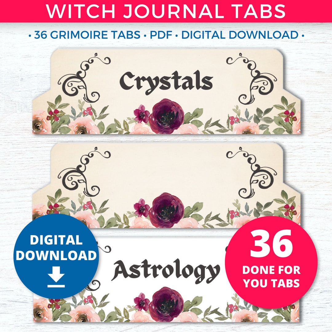 Witch Planner Tabs & Grimoire Binder DIY Sticky Tabs | Witchy Junk ...