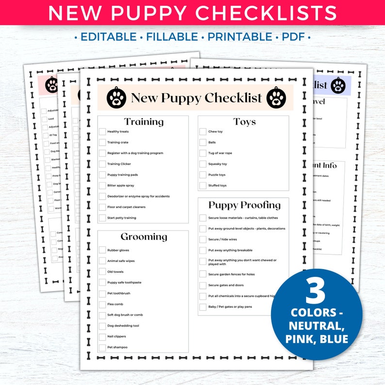 Printable New Puppy Checklist, Puppy Essentials, Puppy Planner, Breeder ...