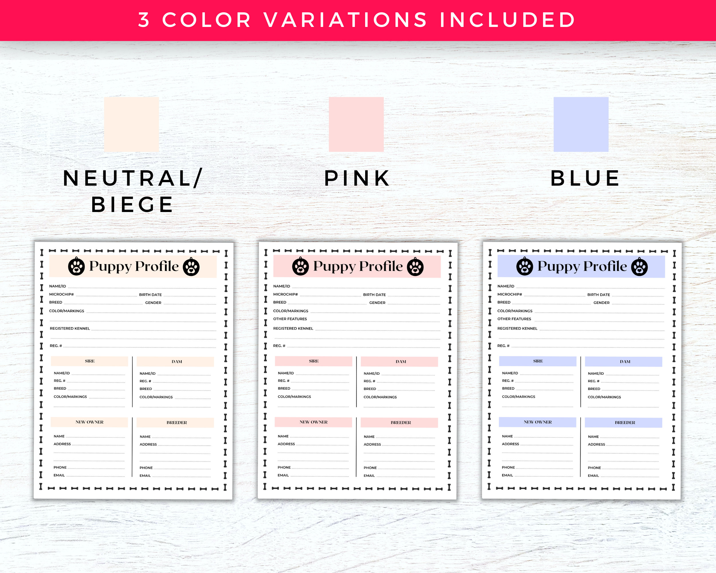 Breeder Puppy Pack Printable + Fillable PDF, Dog Breeder Records, Dog ...