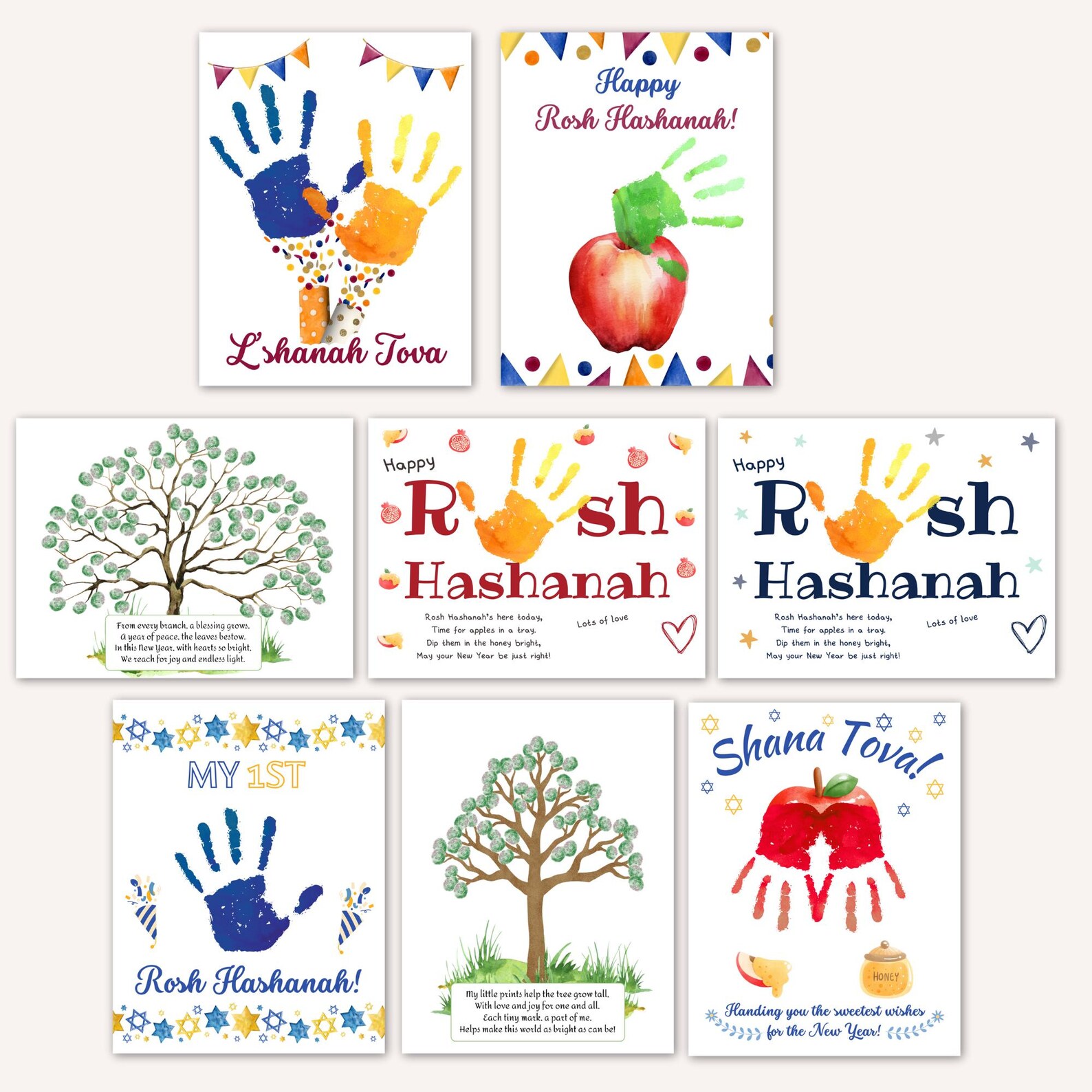 Rosh Hashanah Handprint Printable Craft Bundle, Shana Tova Handprint ...