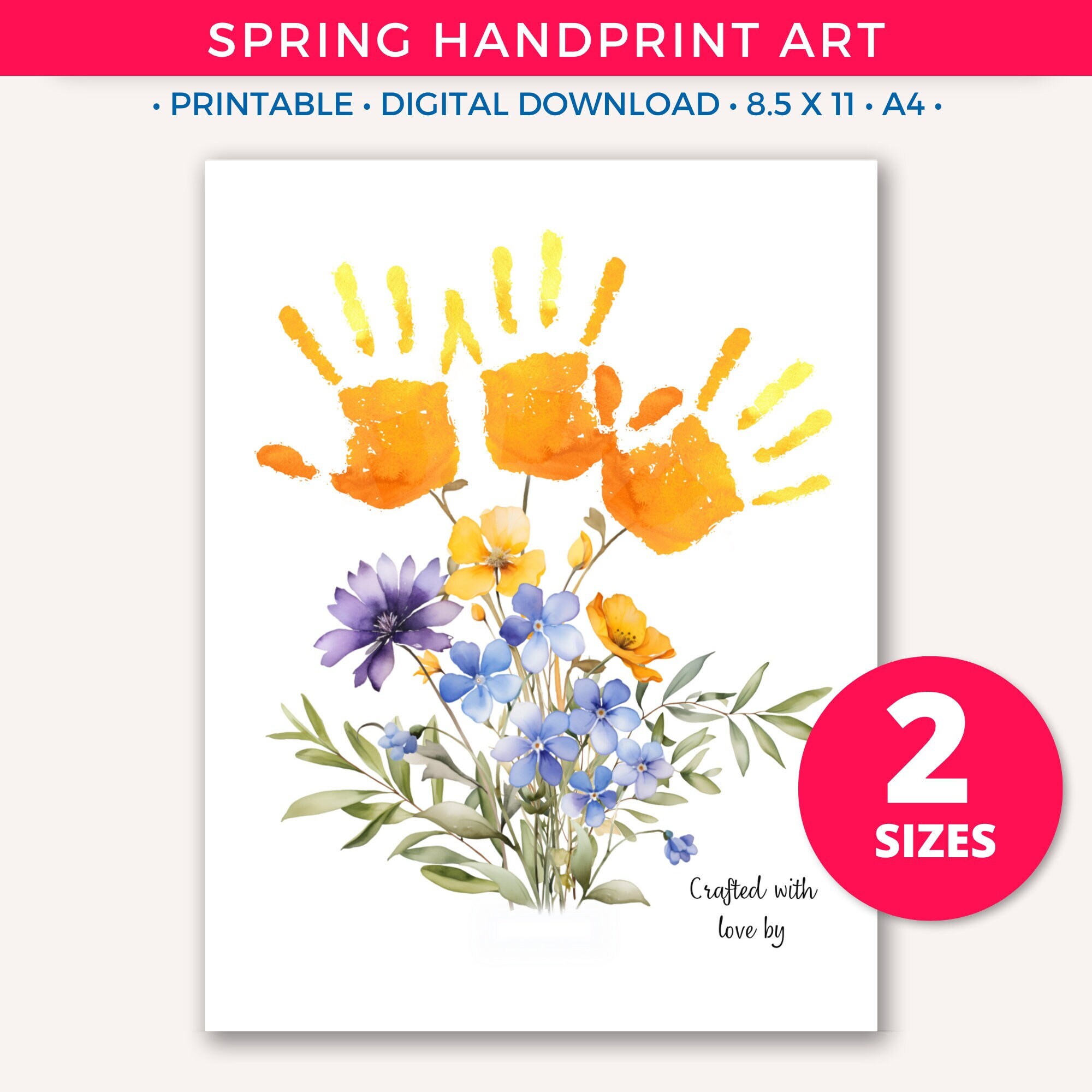 Printable Spring Flower Handprint Bouquet Handprint Art, DIY Footprint ...