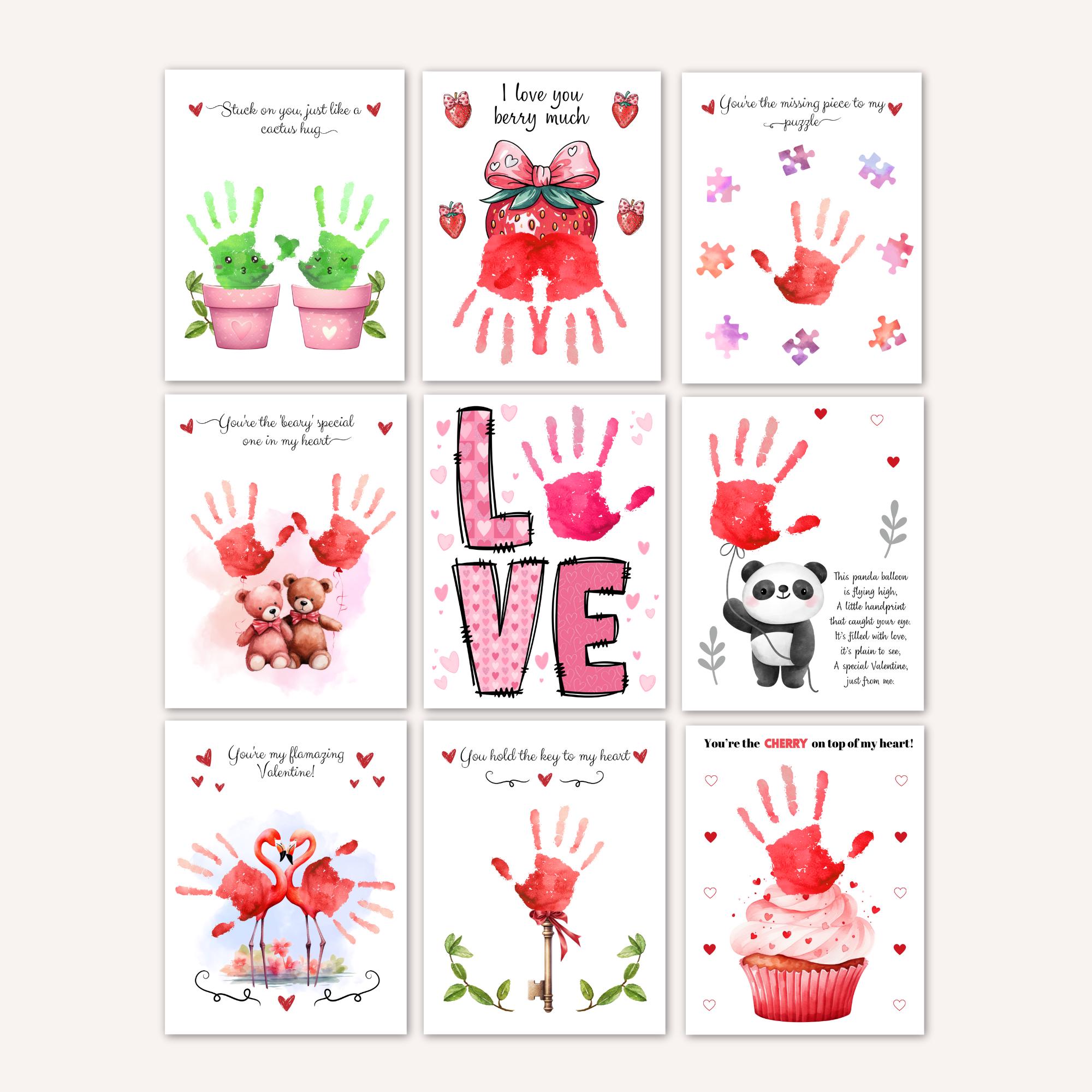 Valentine's Day Handprint Art Craft Bundle, Valentine Keepsake for Kids ...
