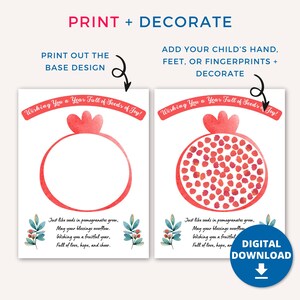 Pomegranate Rosh Hashanah Handprint Craft, Rosh Hashanah Printable ...