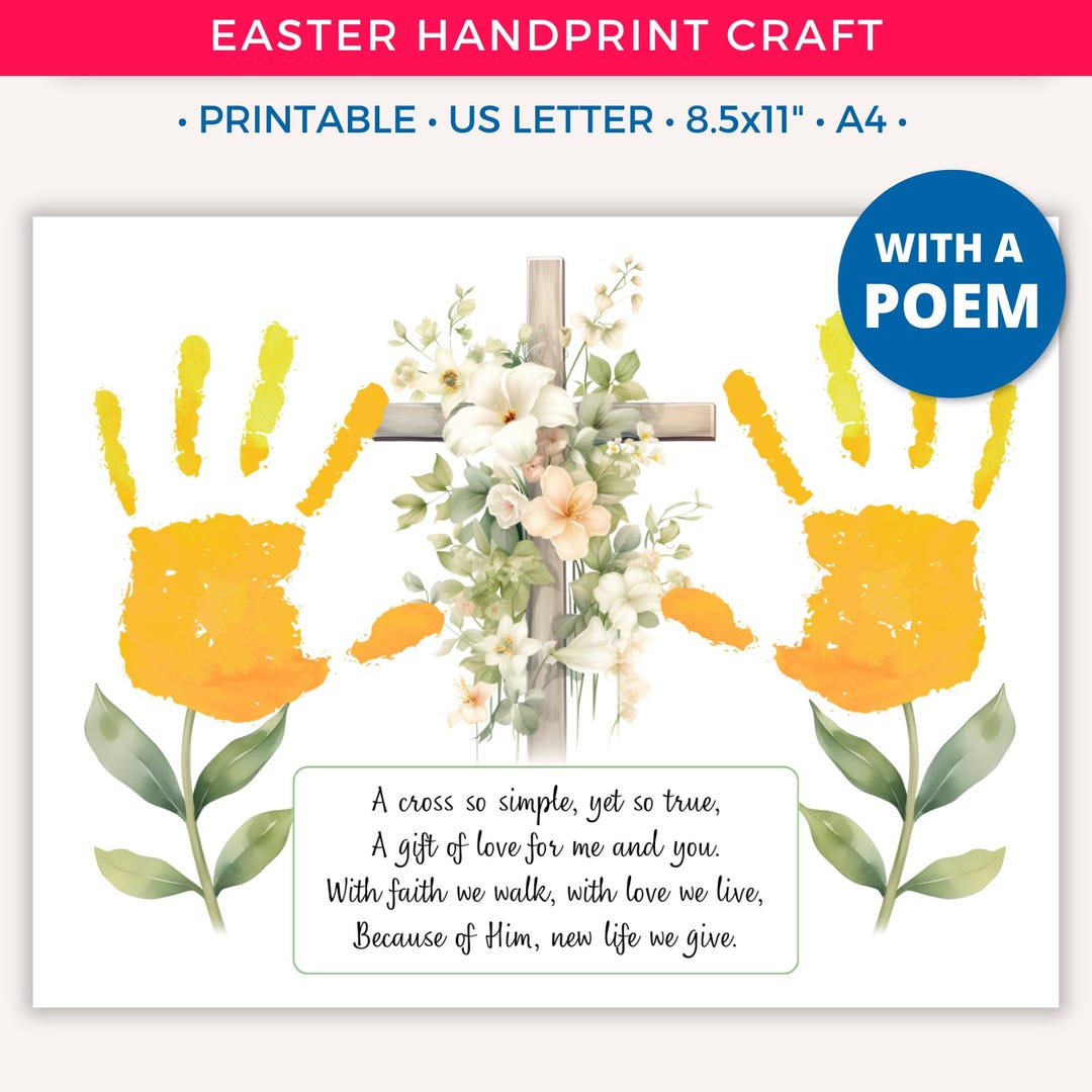 Easter Handprint Art Craft for Kids, Easter Printable He is Risen ...