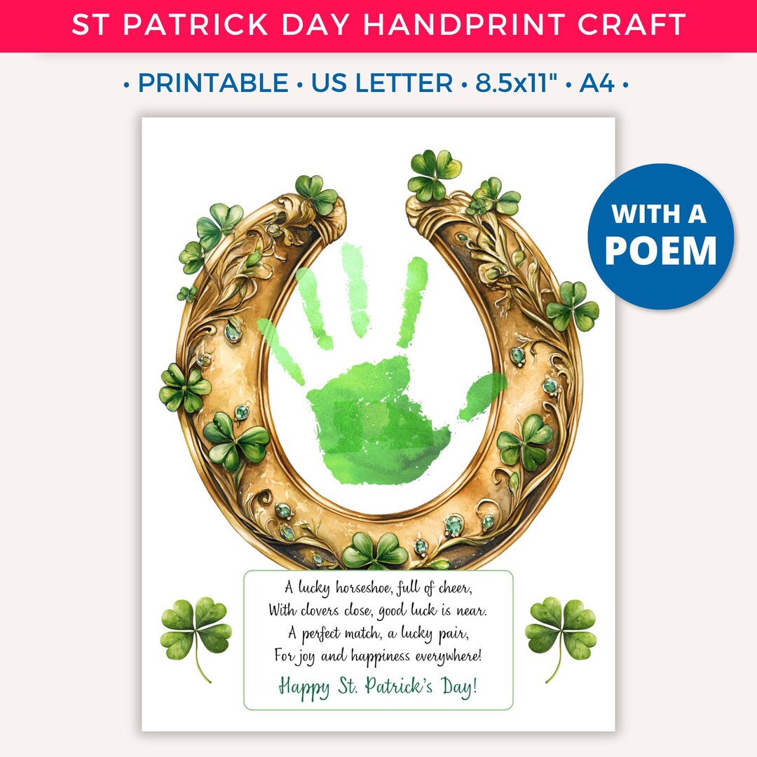 St Patricks Day Handprint Craft, Printable St Patrick Handprint Art for ...