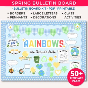 Printable Spring Bulletin Board Decor, Earth Day Bulletin Board Kit ...