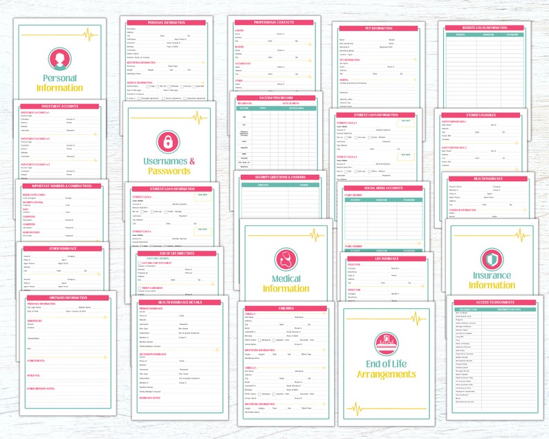 Family in Case of Emergency Binder Printable + Fillable PDF, Just in ...