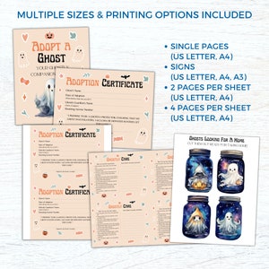 Adopt a Ghost Party Favors Printables, Halloween Ghost Activities, Pet ...