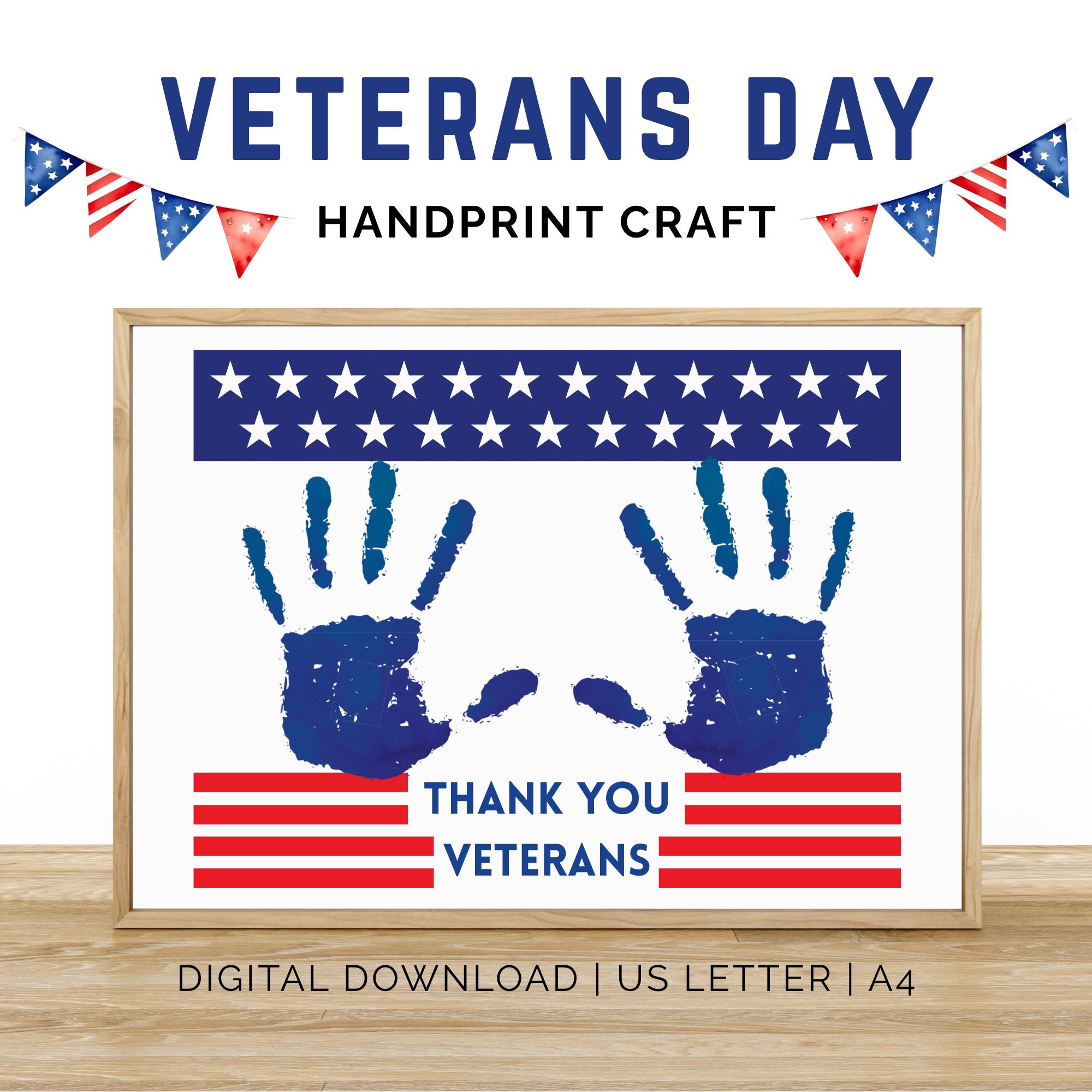 Veterans Day Handprint Art Bundle, Veterans Day Handprint Craft ...