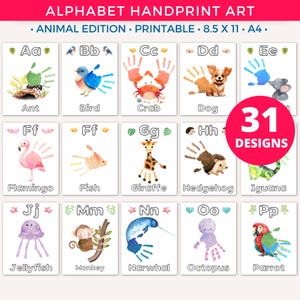 ABC Alphabet Handprint Craft, Alphabet Animal Handprint Art Book ...