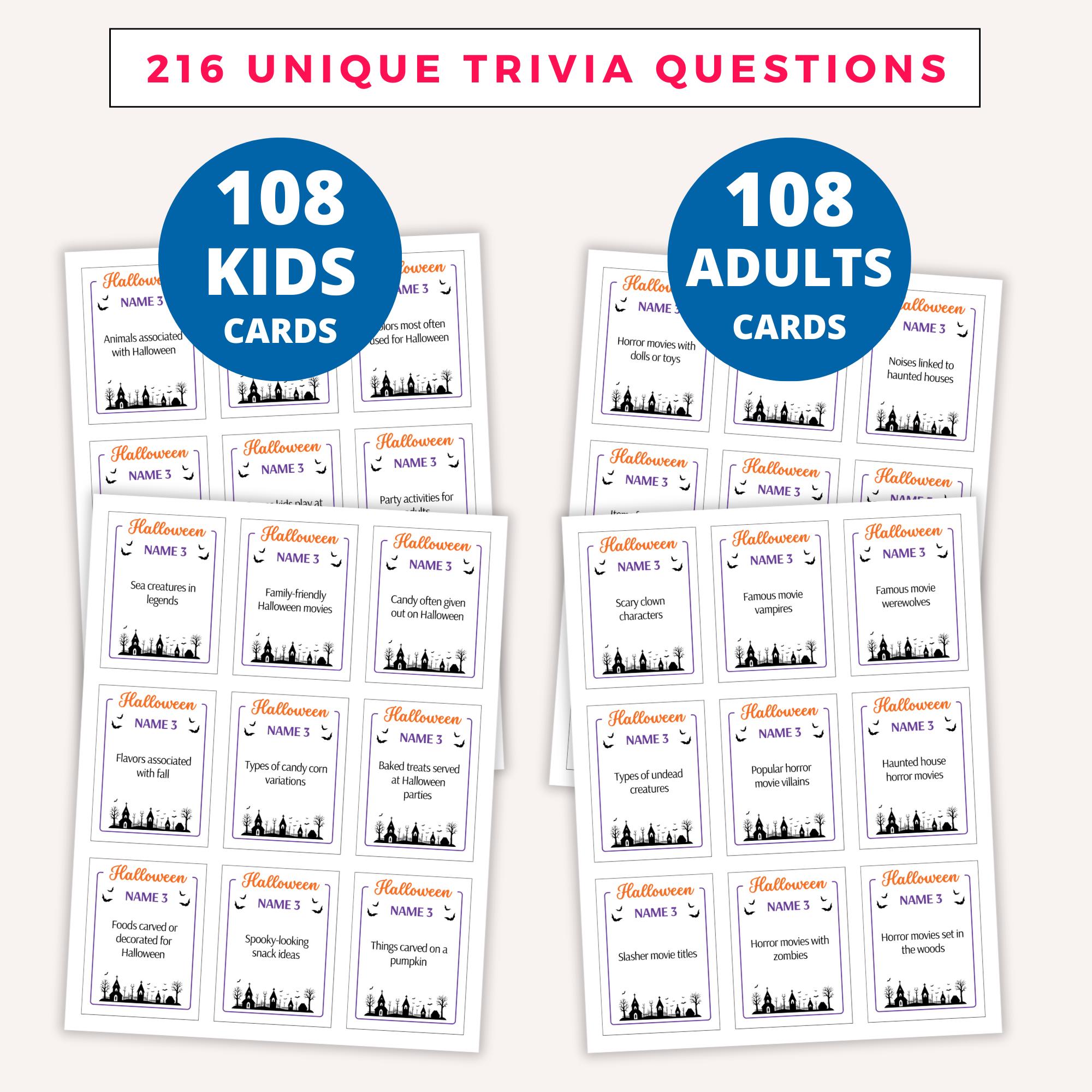 Halloween 5 Second Game, Printable Halloween Game, Halloween Trivia ...