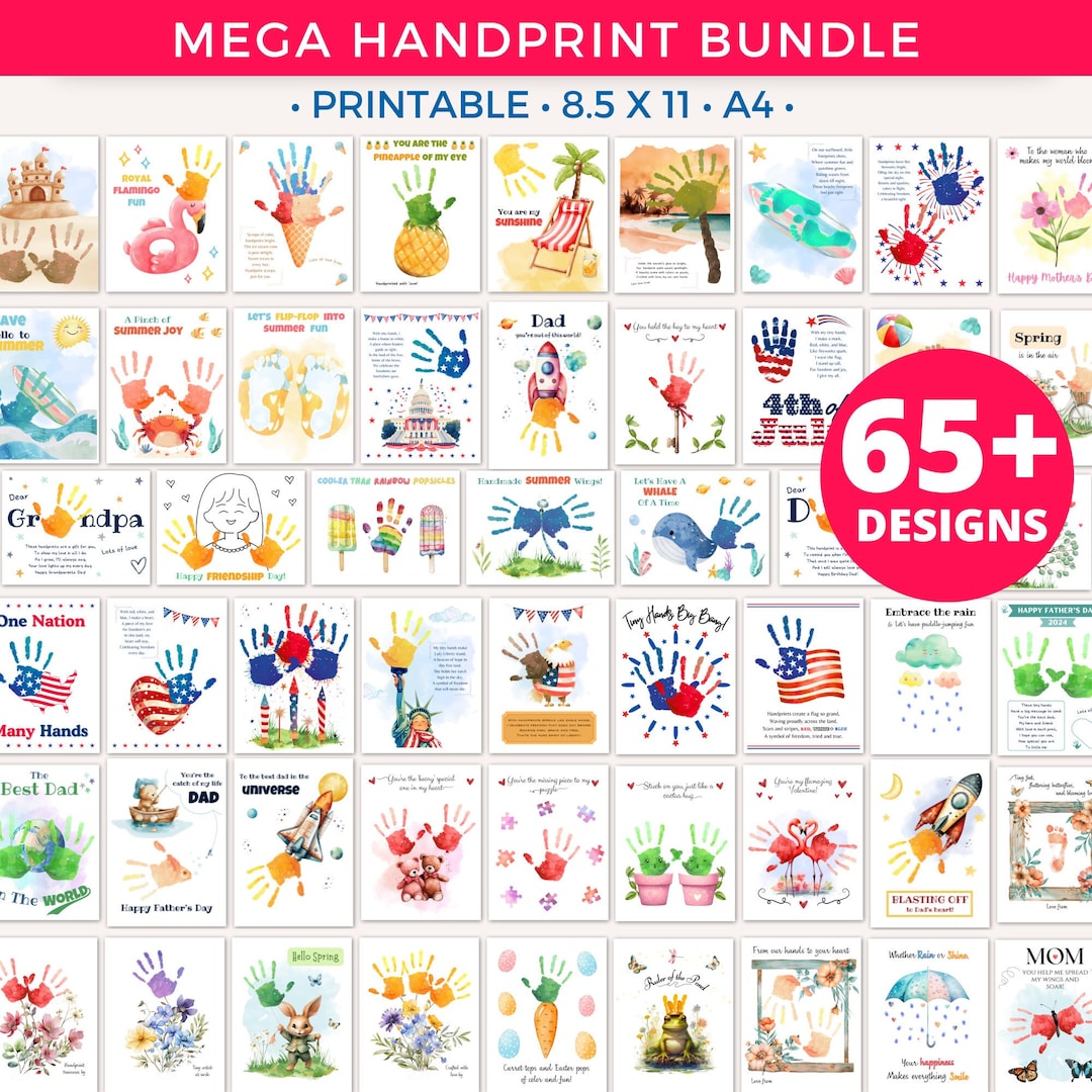 Mega Handprint Craft Bundle, Printable Handprint Art, Pre K Crafts ...