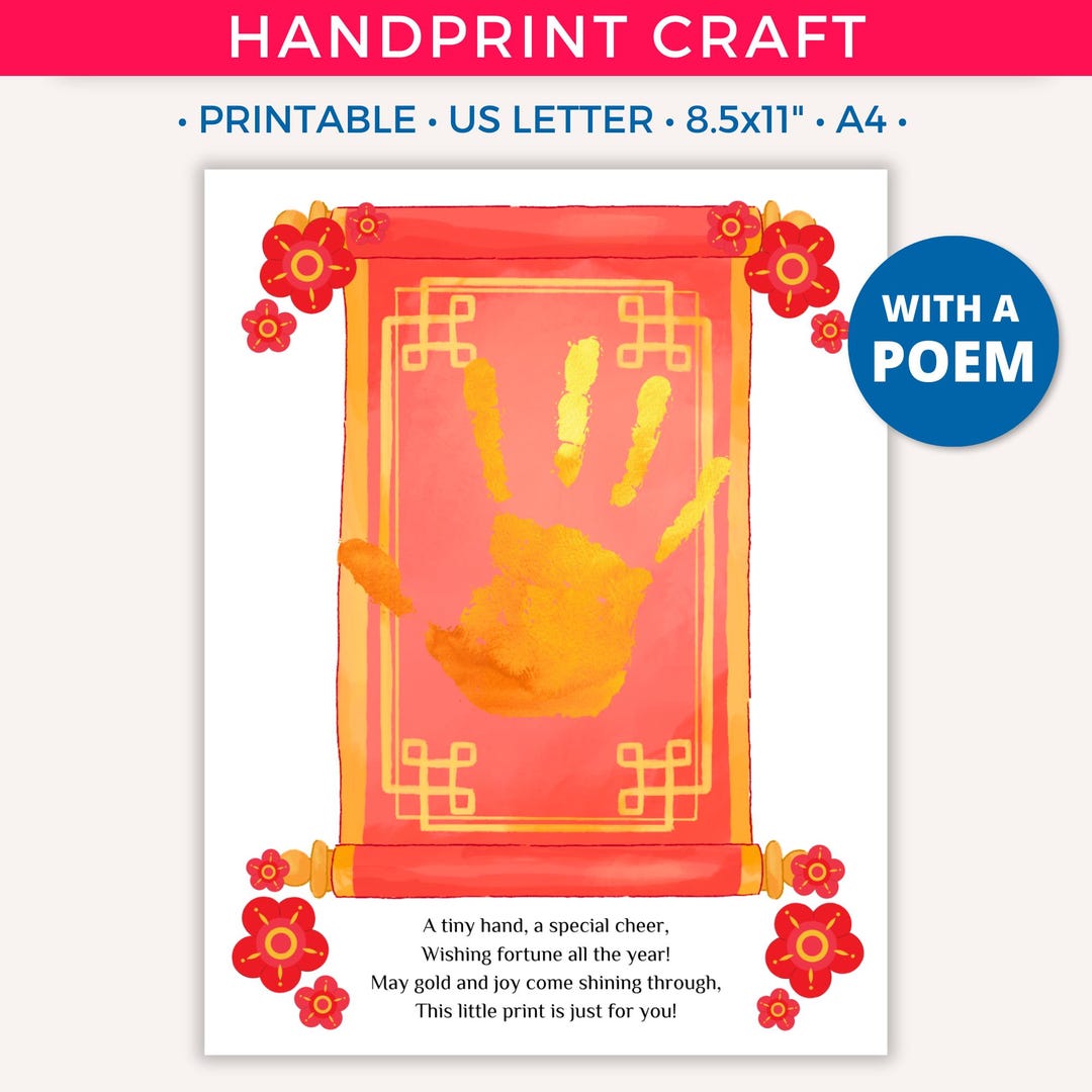 Lunar New Year Handprint Printable Craft 2025, Chinese New Year ...