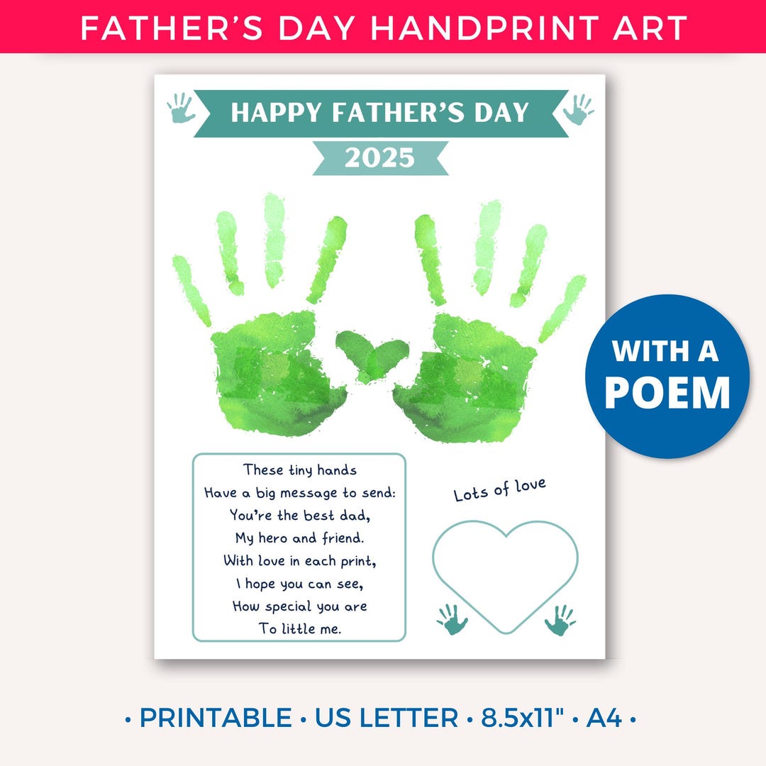 Fathers Day Handprint Printable Craft, Fathers Day Handprint Art, My ...