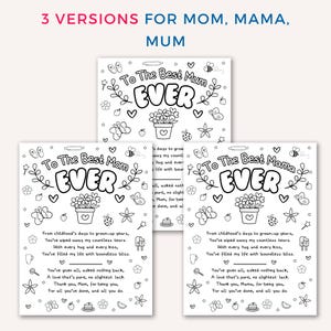 Best Mom Ever Coloring Page Printable, Mothers Day Activity, Mother's ...