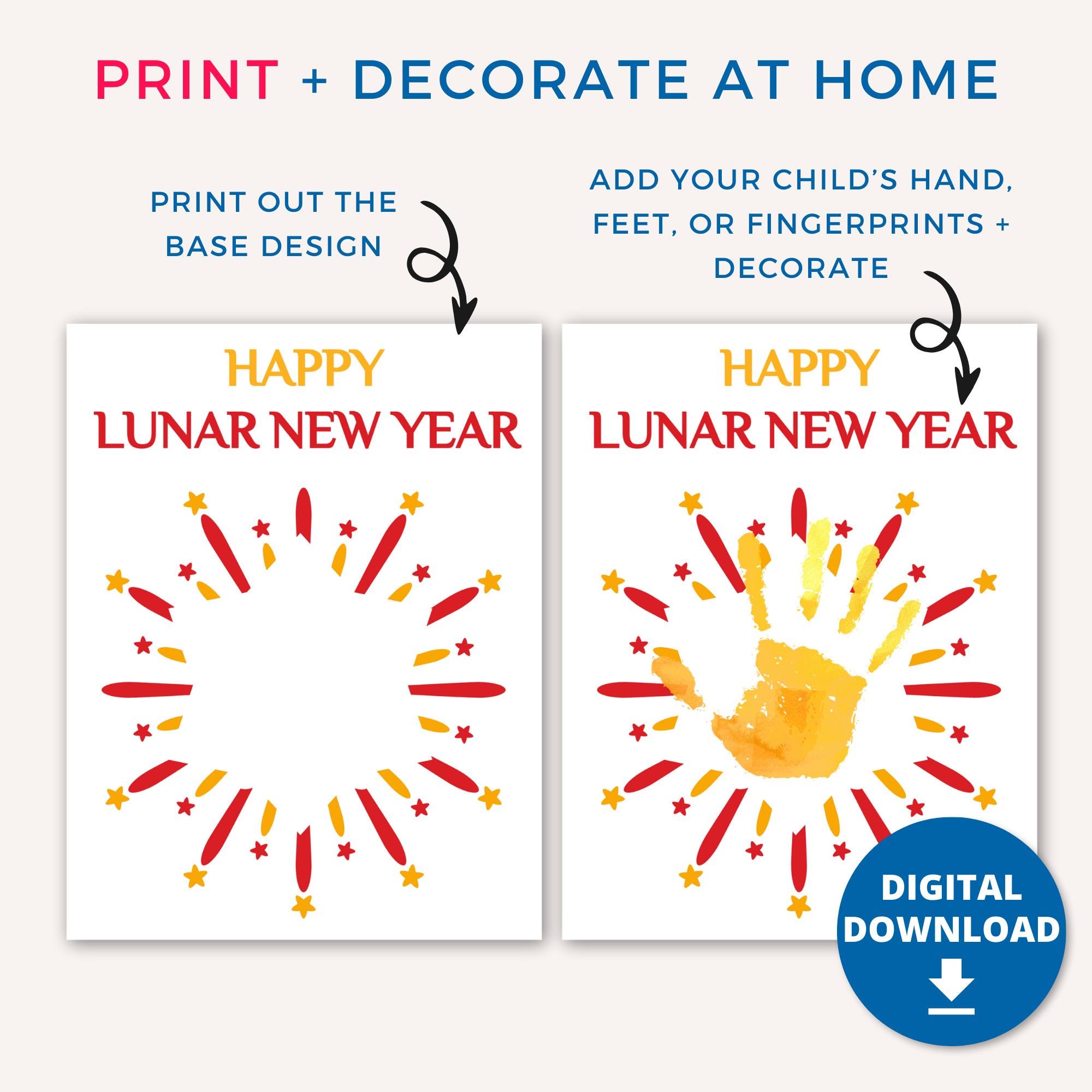 Lunar New Year Handprint Printable Craft 2025, Chinese New Year ...