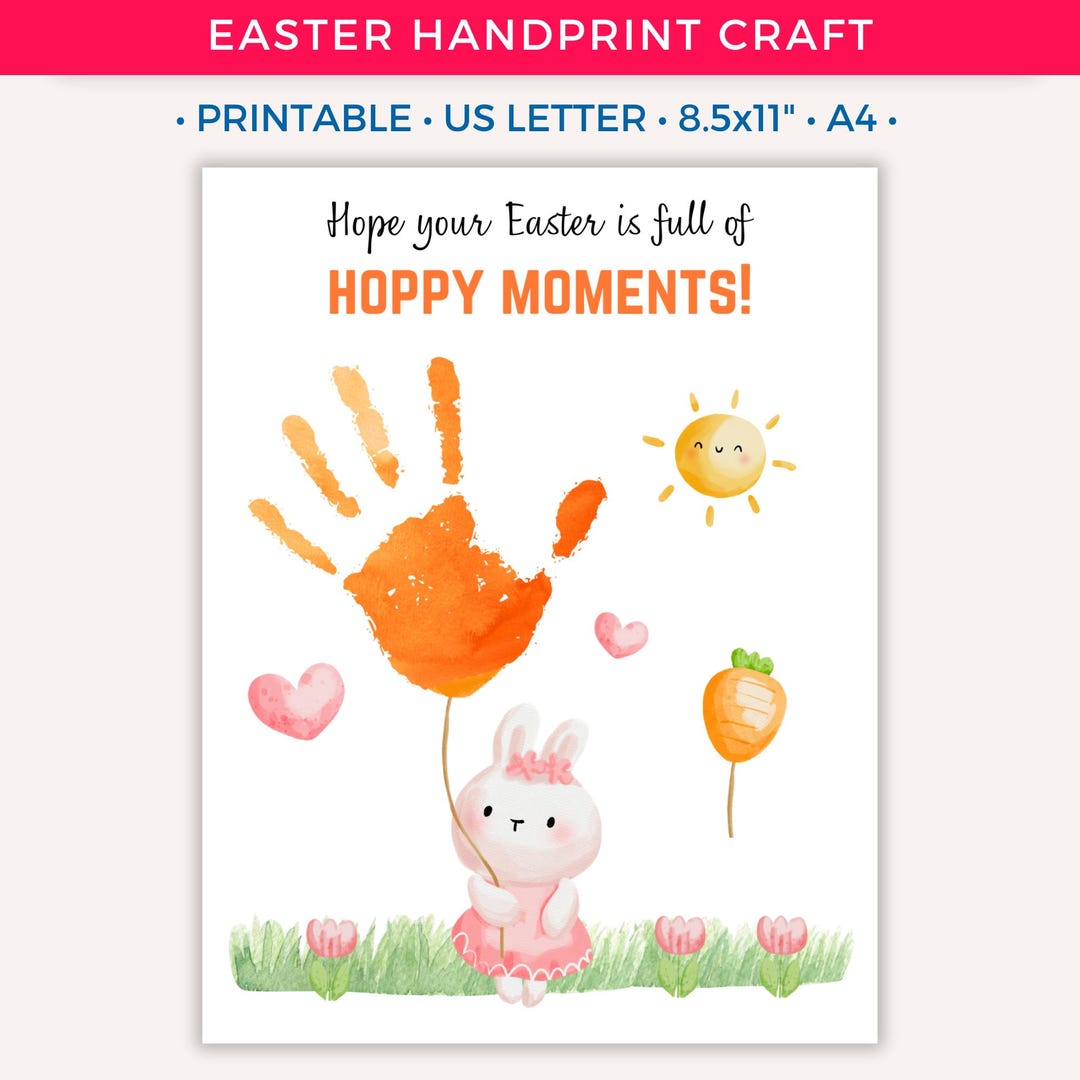 Easter Handprint Art Craft, Easter Bunny, Spring Handprint DIY ...