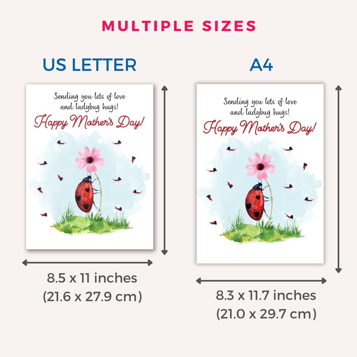 Printable Mothers Day Handprint Art Ladybug, Thumbprint Fingerprint ...