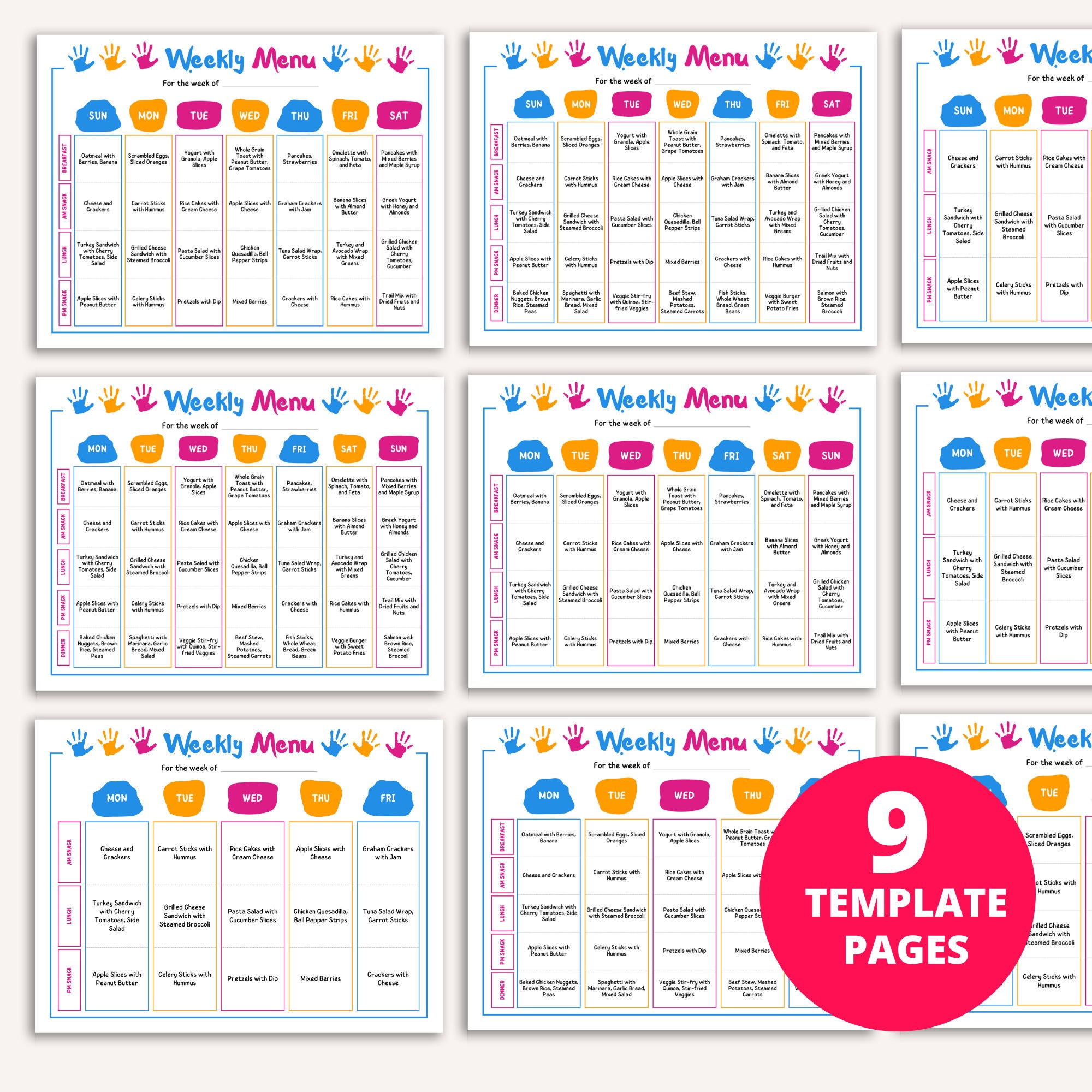 Editable Daycare Weekly Menu Template, Daycare Daily Schedule for Menu ...