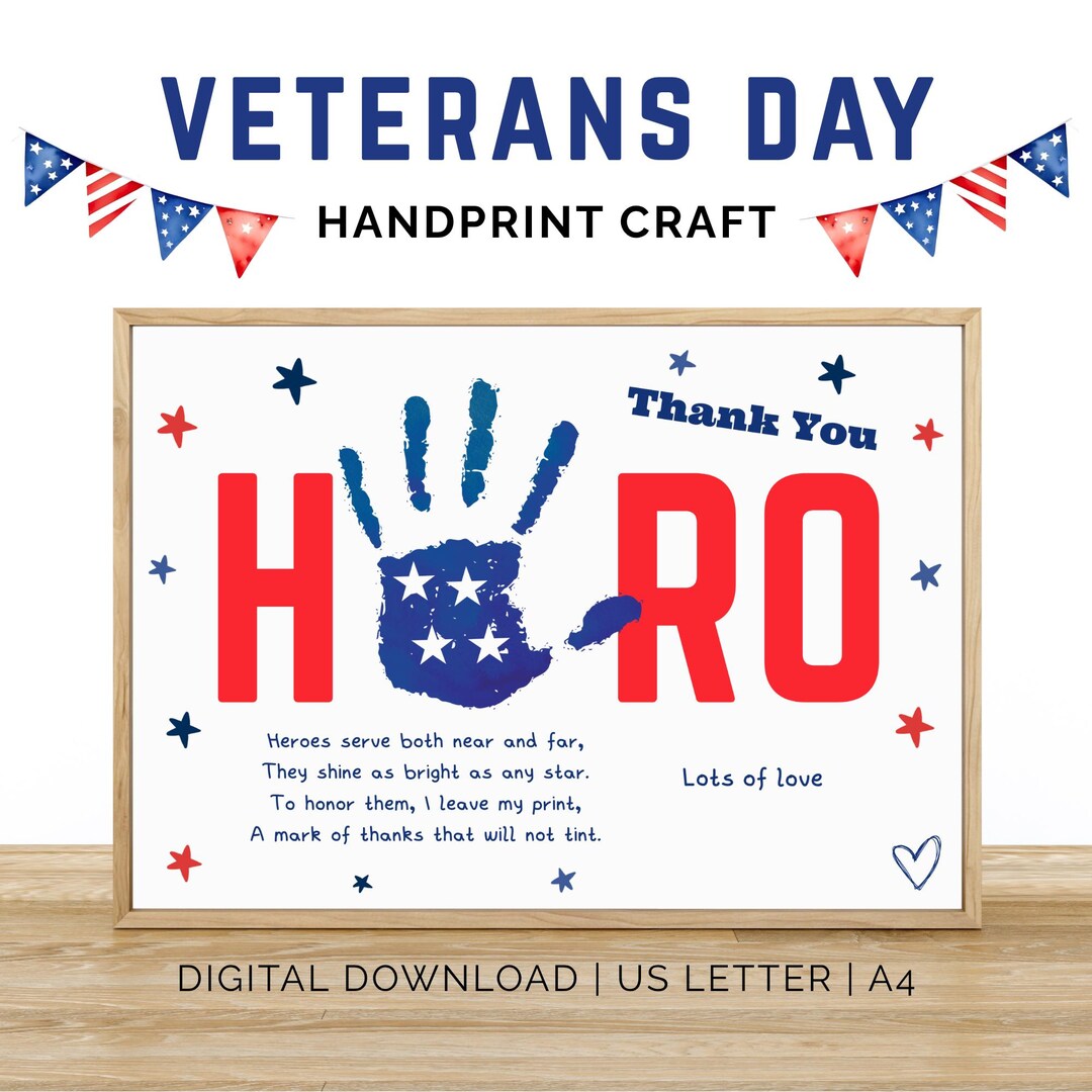 Veterans Day Handprint Art Bundle, Veterans Day Handprint Craft ...