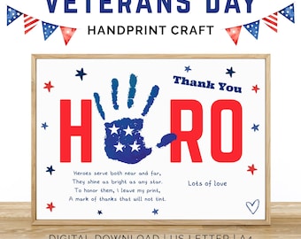 Veterans Day Handprint Art Bundle, Veterans Day Handprint Craft ...