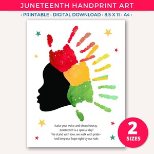 Juneteenth Handprint Printable Craft, Juneteenth Handprint Art, June ...