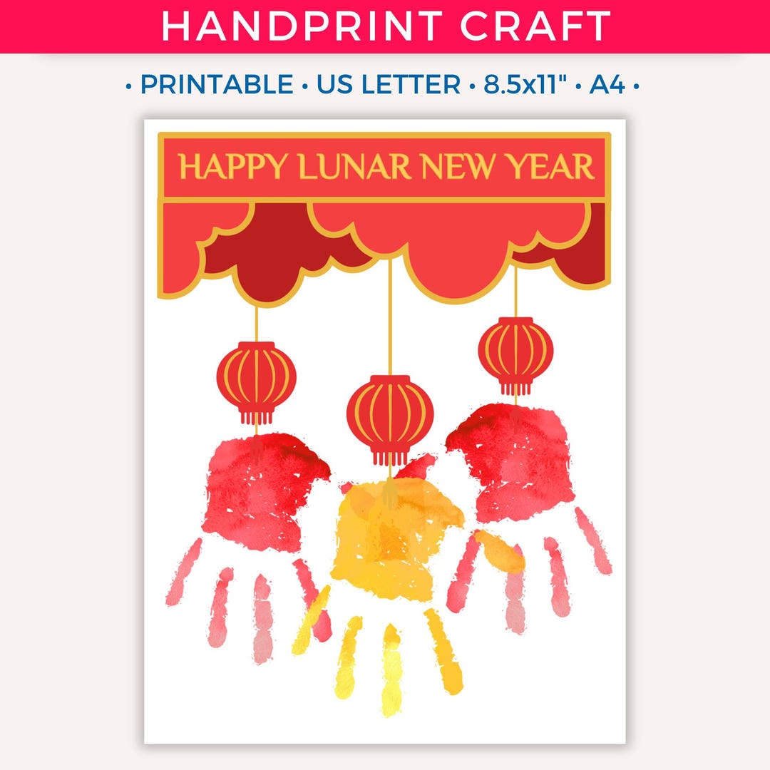 Lunar New Year Handprint Printable Craft 2025, Chinese New Year ...