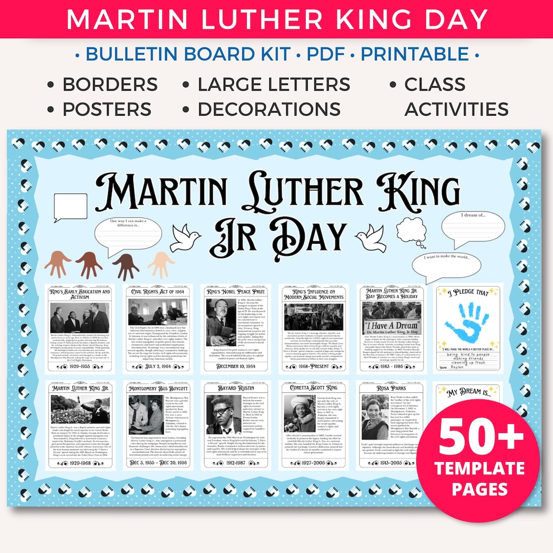 MLK Day Bulletin Board Kit, Martin Luther King Jr Day Printable ...