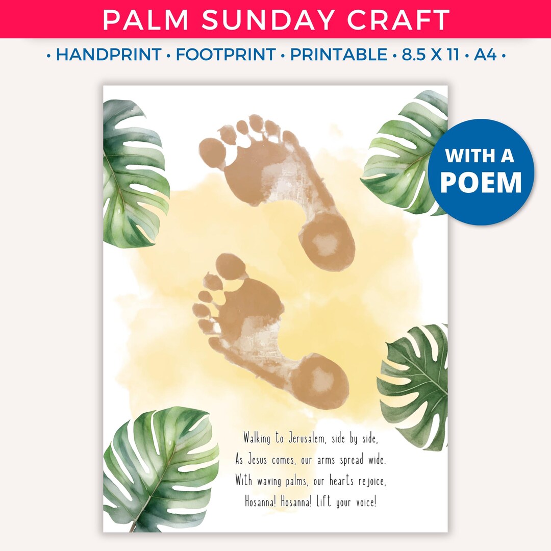 Palm Sunday Handprint Art Craft, Printable Kids Activity, Easter Bible ...
