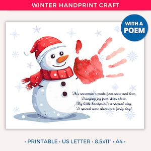 Snowman Handprint, Winter Handprint Art, Winter Handprint Craft ...