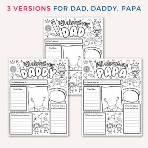 All About My Dad, Fathers Day Printable Craft, My Daddy Poem Kids ...