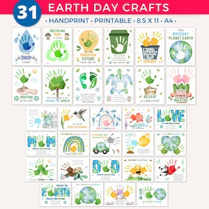 Earth Day Handprint Craft Art for Kids Toddler, Printable DIY Earth Day ...