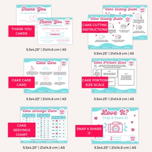 Cake Cutting Guide & Cake Care Cards, Bakery Cake Care Instructions ...