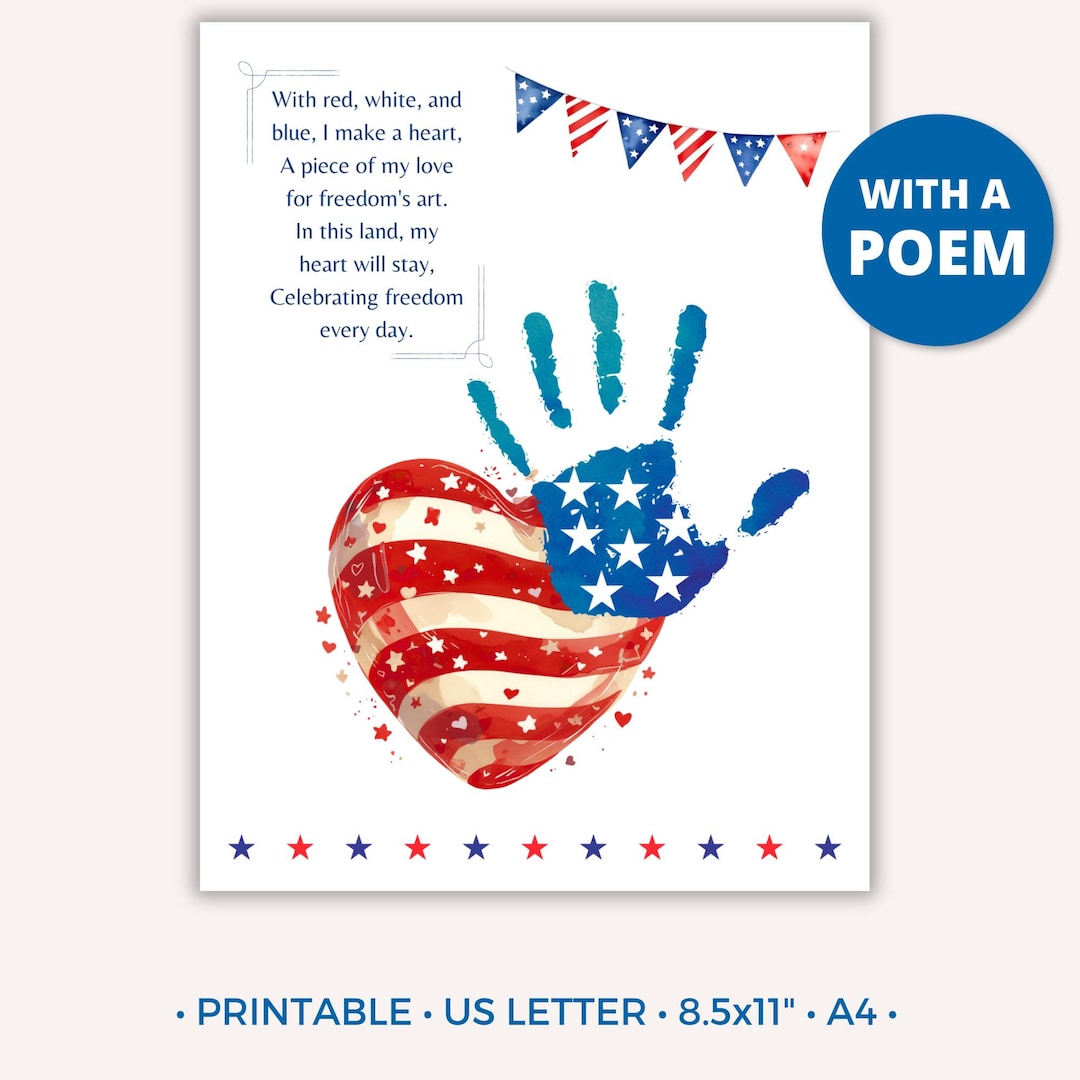 4th of July Handprint Printable Craft, 4th of July Handprint Art ...