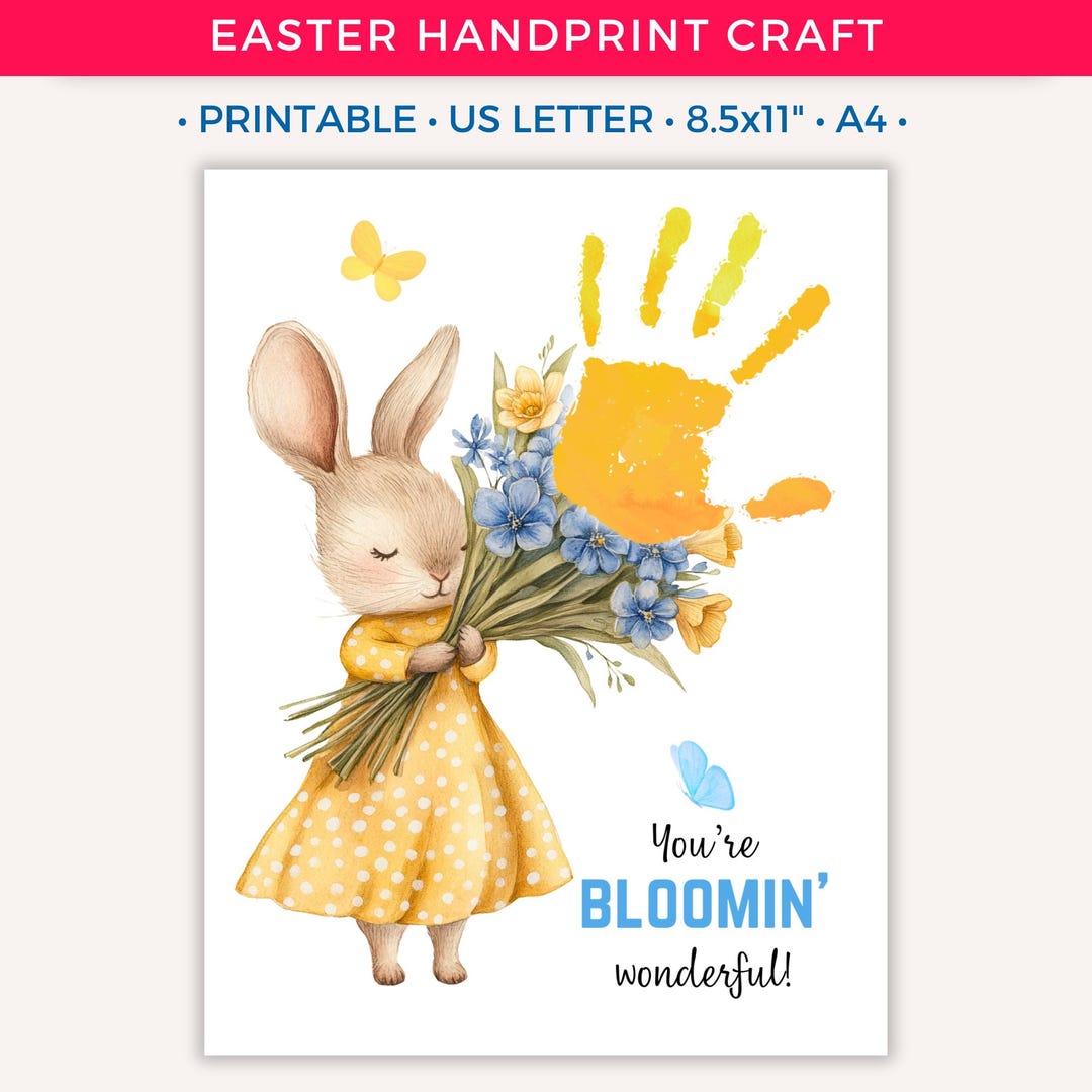 Easter Handprint Art Craft, Easter Bunny, Spring Handprint Flower ...