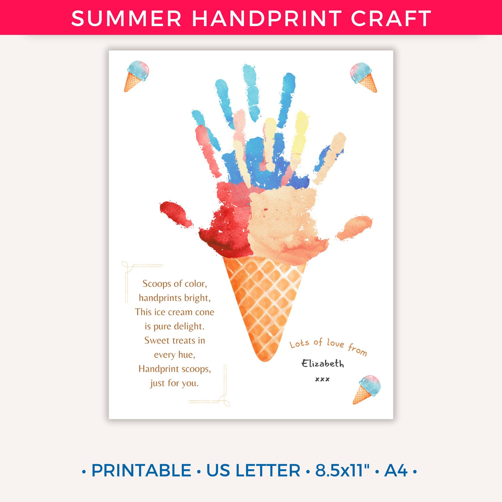 Summer Handprint Craft, Summer Handprint Art, Summer Crafts Handprint ...