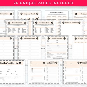 Breeder Puppy Pack Printable + Fillable PDF, Dog Breeder Records, Dog ...