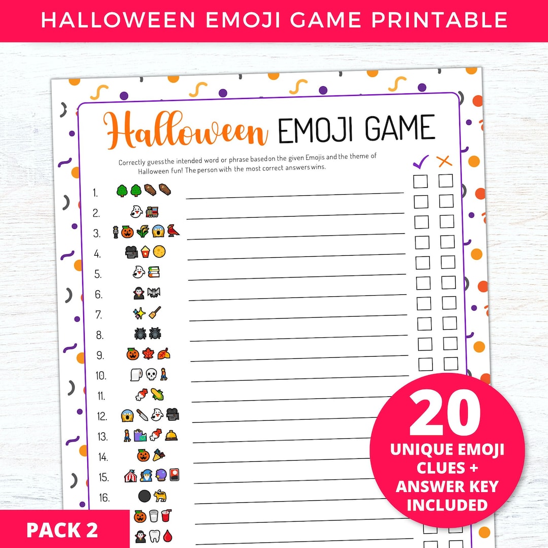 Halloween Emoji Game, Party Game, Emoji Game for Adults Kids Teens ...