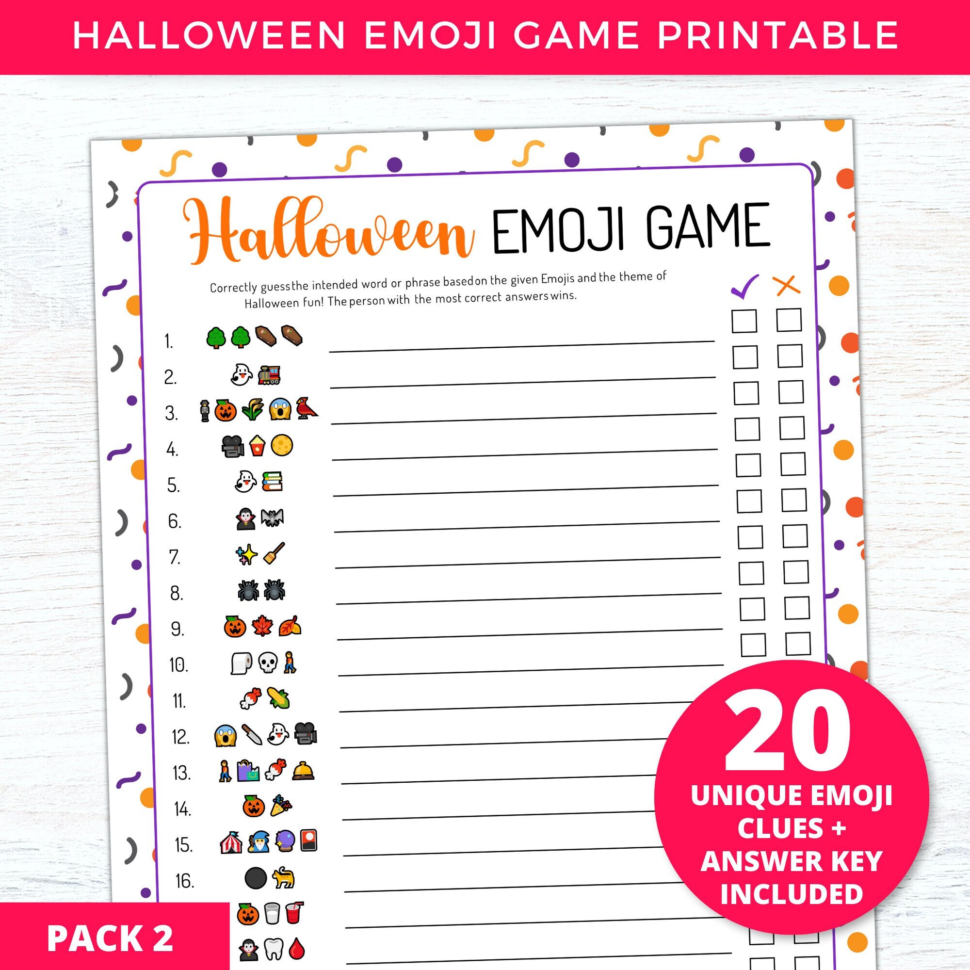 Halloween Emoji Game Party Game Emoji Game for Adults Kids - Etsy