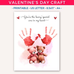 Valentine Day Handprint Printable Craft, Valentines Day Craft Activity ...