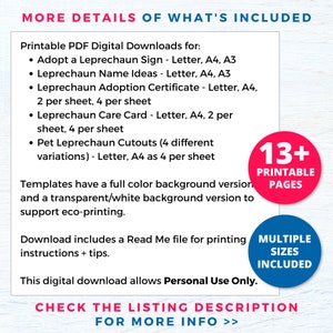 St Patricks Day Games Printable Adopt a Leprechaun Party Favors, Pet ...