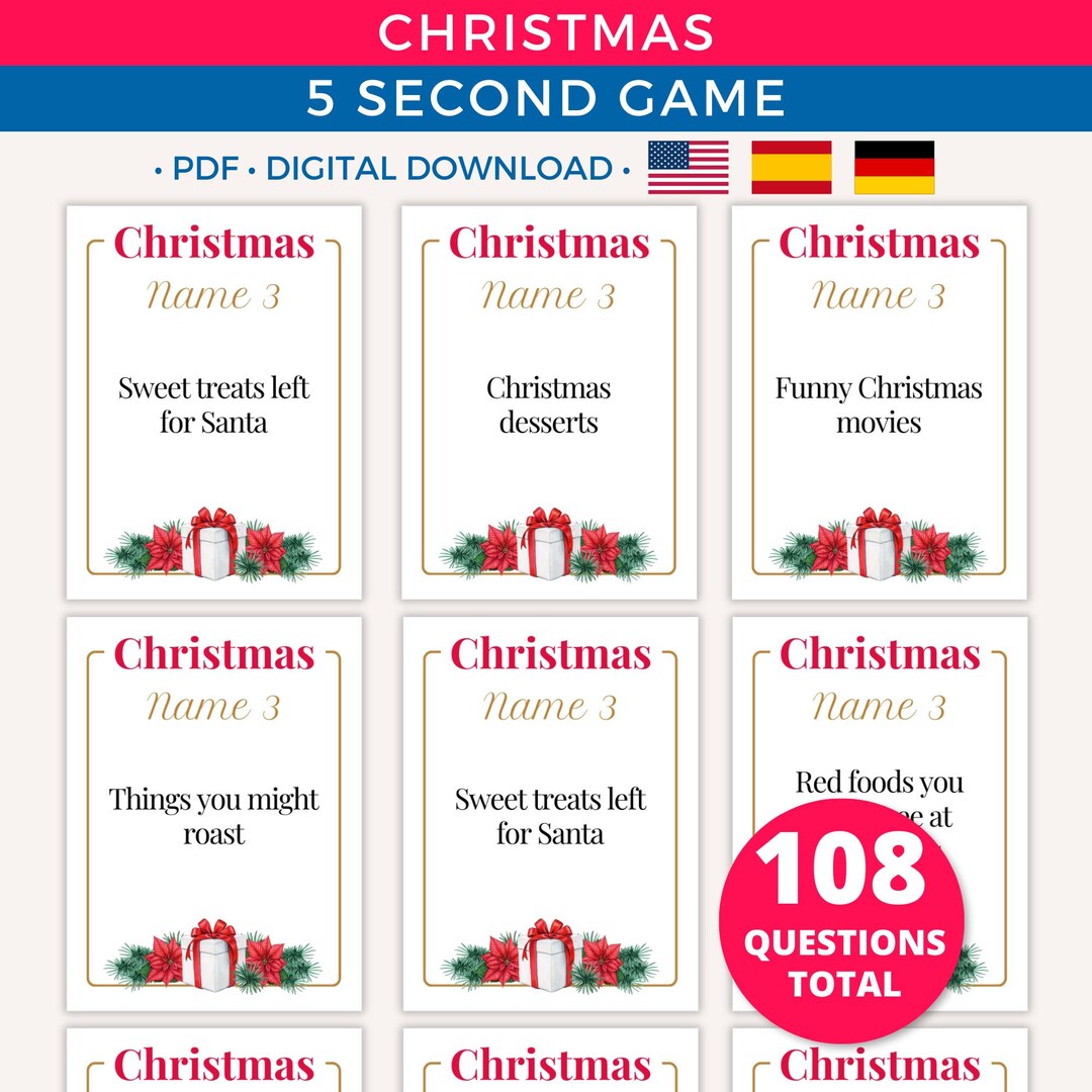 Christmas 5 Second Game, Christmas Games Printable, Christmas Party ...