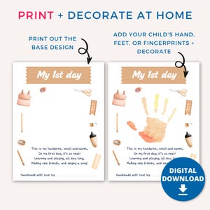First Day of School Handprint Printable Craft, Back to School Handprint ...